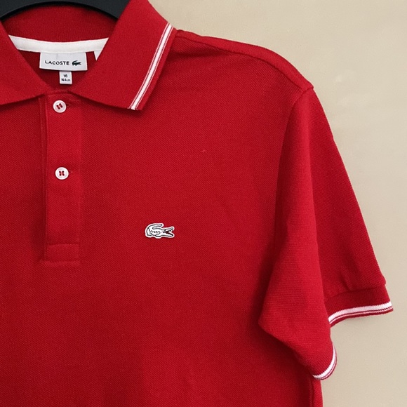 Lacoste | Tops | Lacoste White Croc Red Shirt | Poshmark